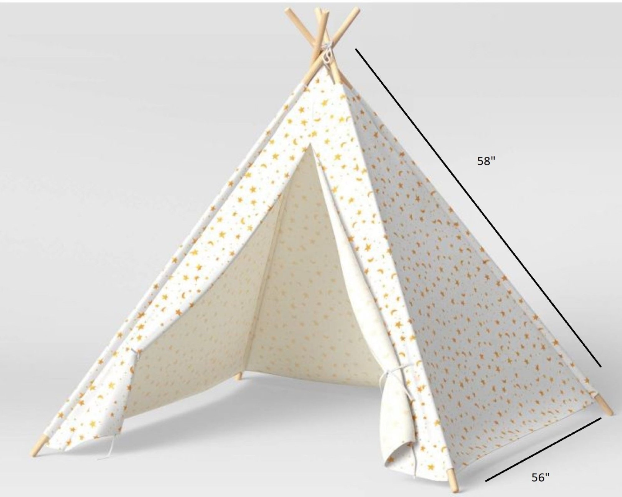 Children Teepee Inside/outside Tent Gold Foil Stars Play House Canvas ...