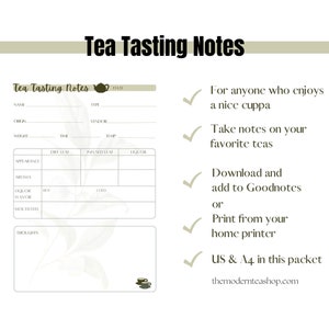 Tea Tasting Journal Digital Download for Goodnotes, Tea Tasting Notes ...
