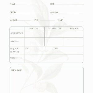 Tea Tasting Journal Digital Download for Goodnotes, Tea Tasting Notes ...