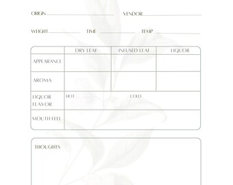 Tea Tasting Journal Digital Download for Goodnotes, Tea Tasting Notes ...