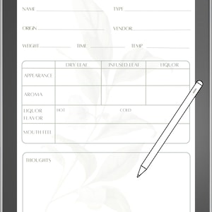 Tea Tasting Journal Digital Download for Goodnotes, Tea Tasting Notes ...