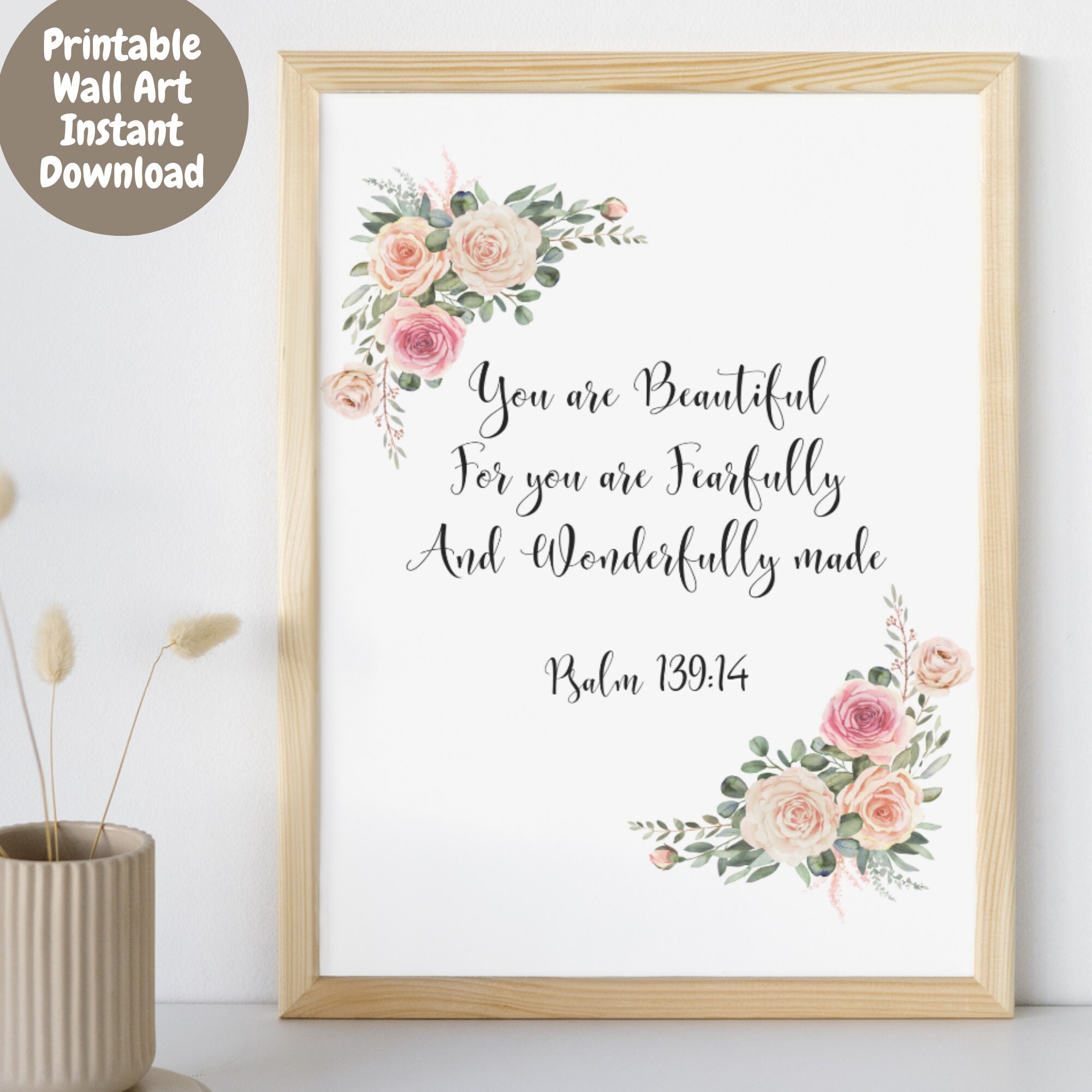 Inspirational Wall Art You Are Beautiful, for You Are Fearfully and ...