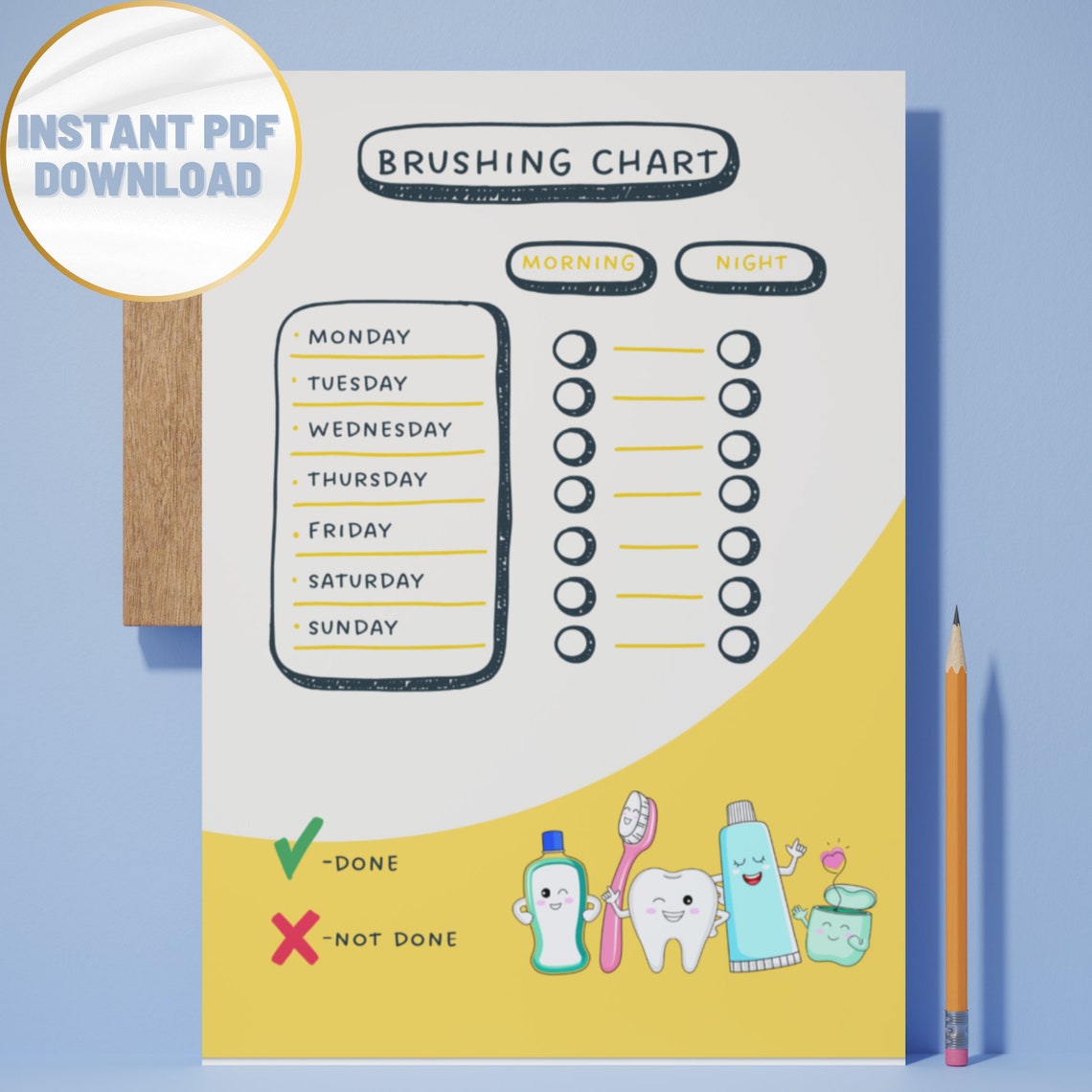 Printable Kids Toothbrushing Chart - Etsy