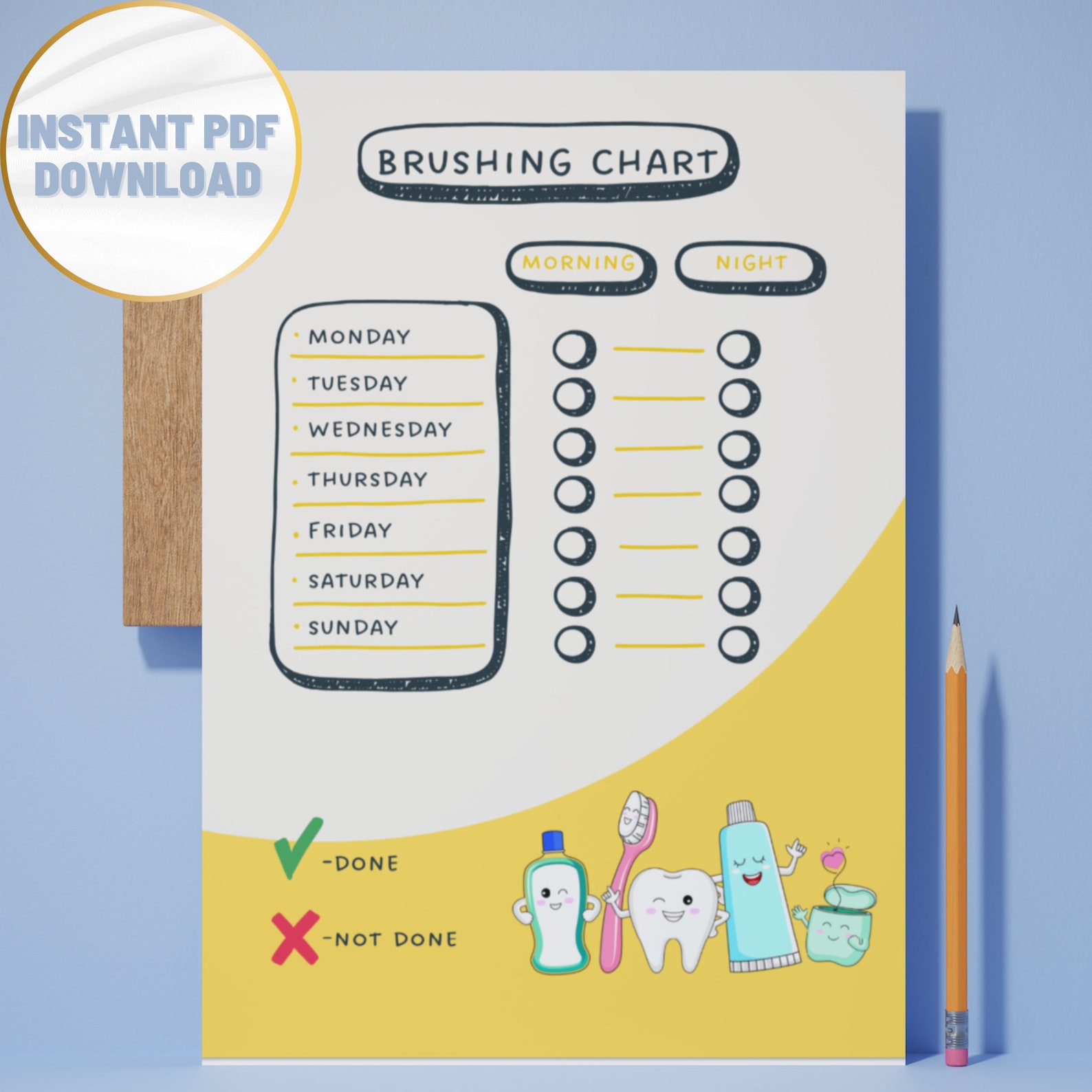 Printable Kids Toothbrushing Chart - Etsy