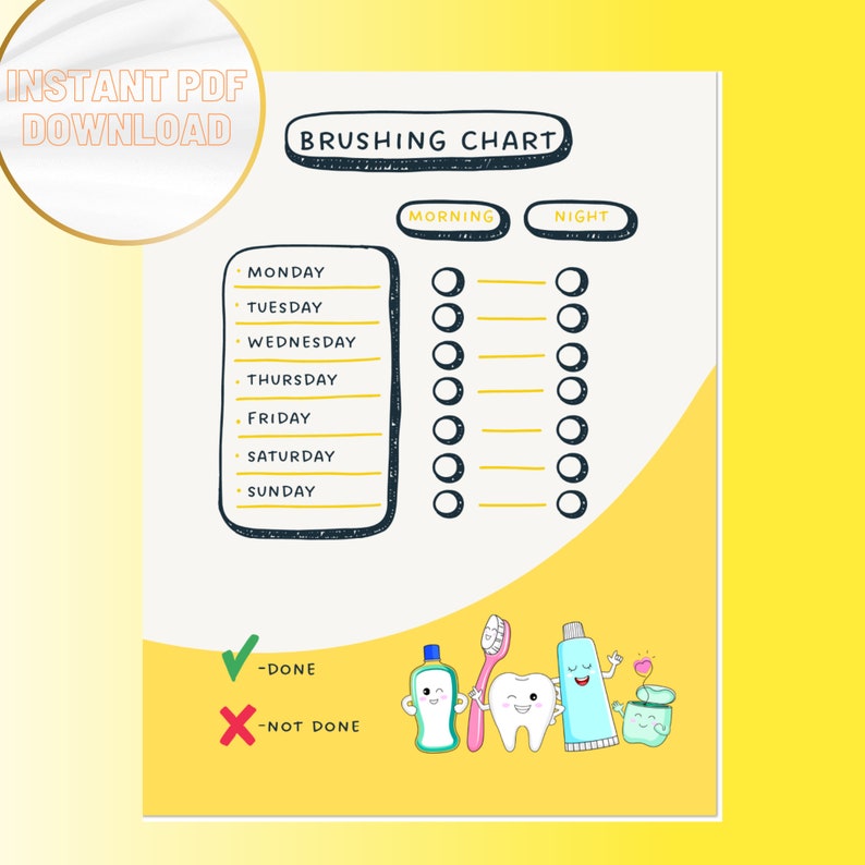 Printable Kids Toothbrushing Chart - Etsy