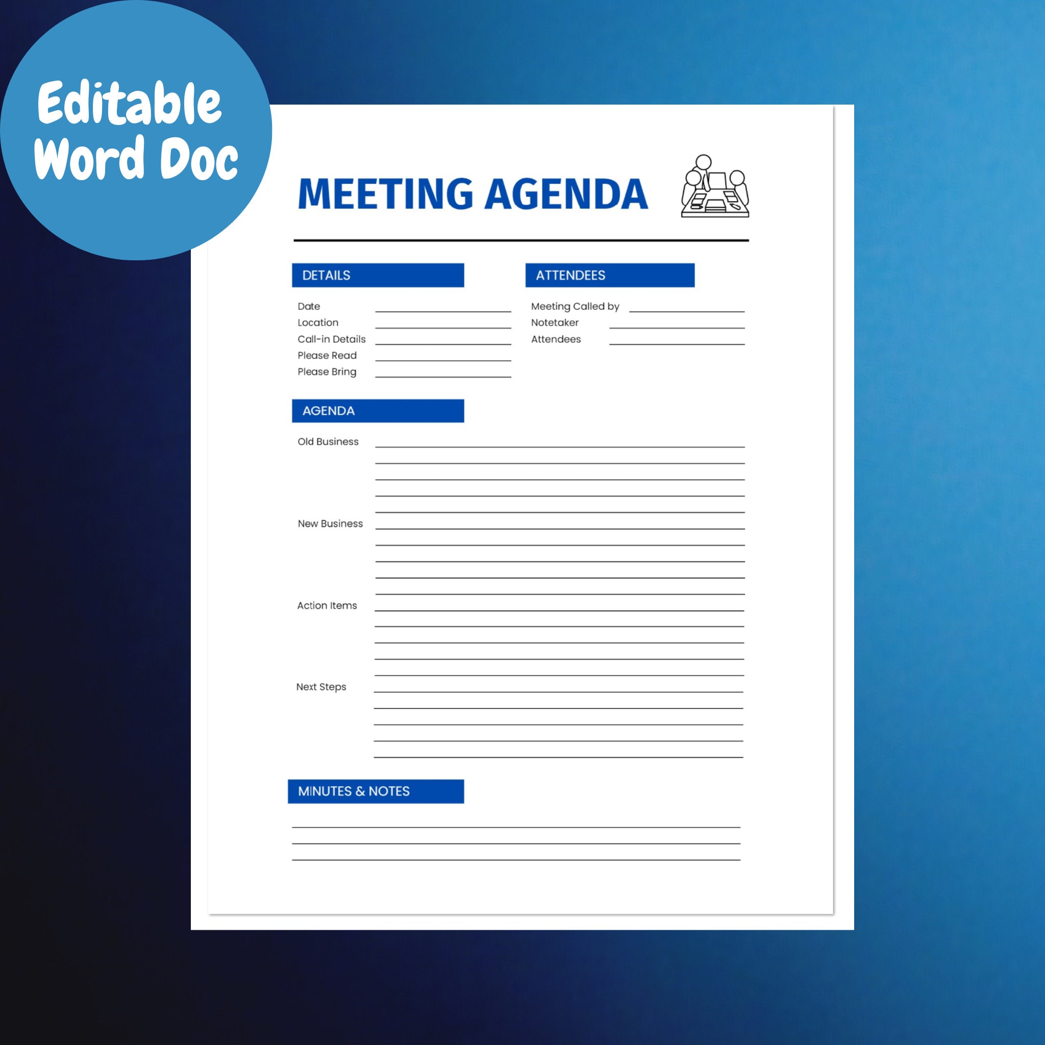 Meeting Agenda | Meeting Minutes | Team Meeting Notes | Printable ...