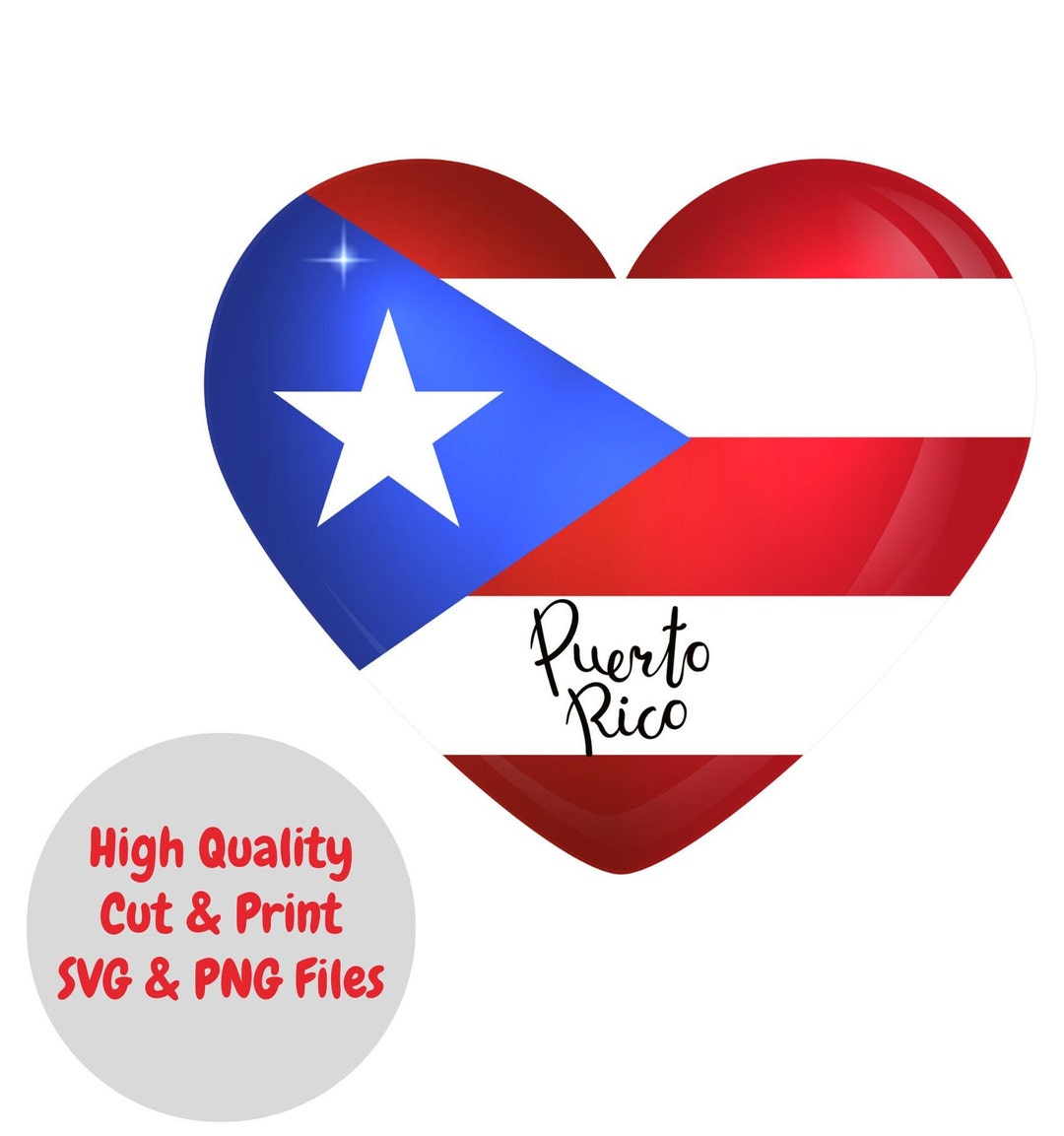 Puerto Rican Heart SVG and PNG Files Cricut Silhouette Sublimation ...