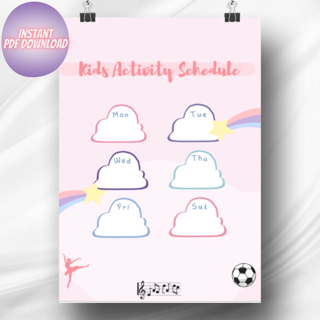 Printable Kids Activity Schedule - Etsy