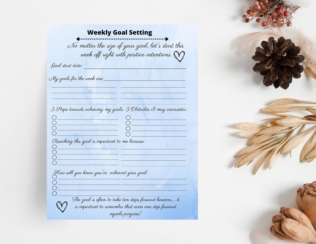 Blue Handwritten Weekly Goal Setting Planner/ Printable Goal Setting ...