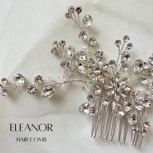 Eleanor Hair Comb, Bridal Rhinestone Crystal Comb, Bridal Comb Crystal ...