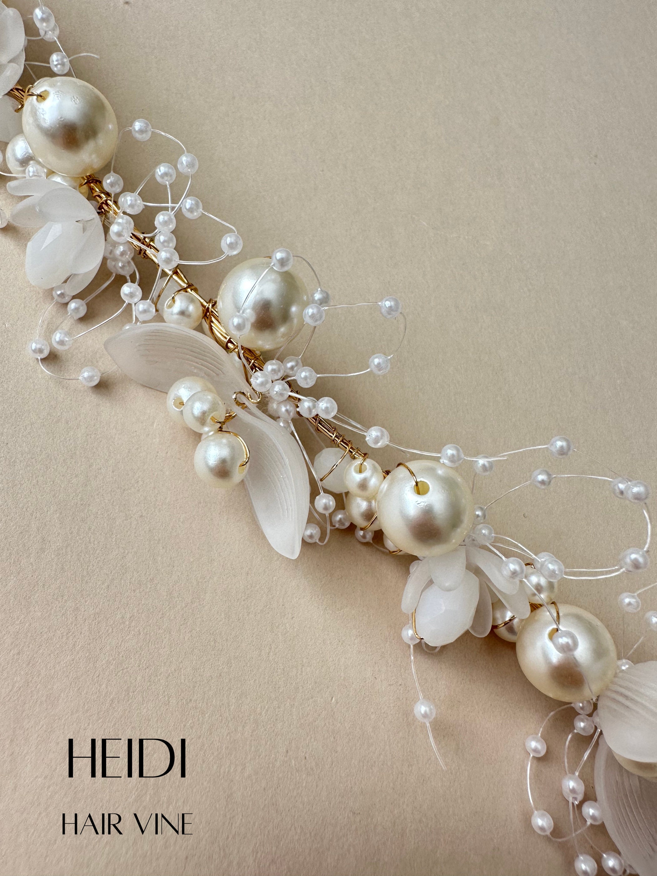 Heidi Hair Vine, Gold Wired and Pearls Hair Vine for Bridal Hair ...