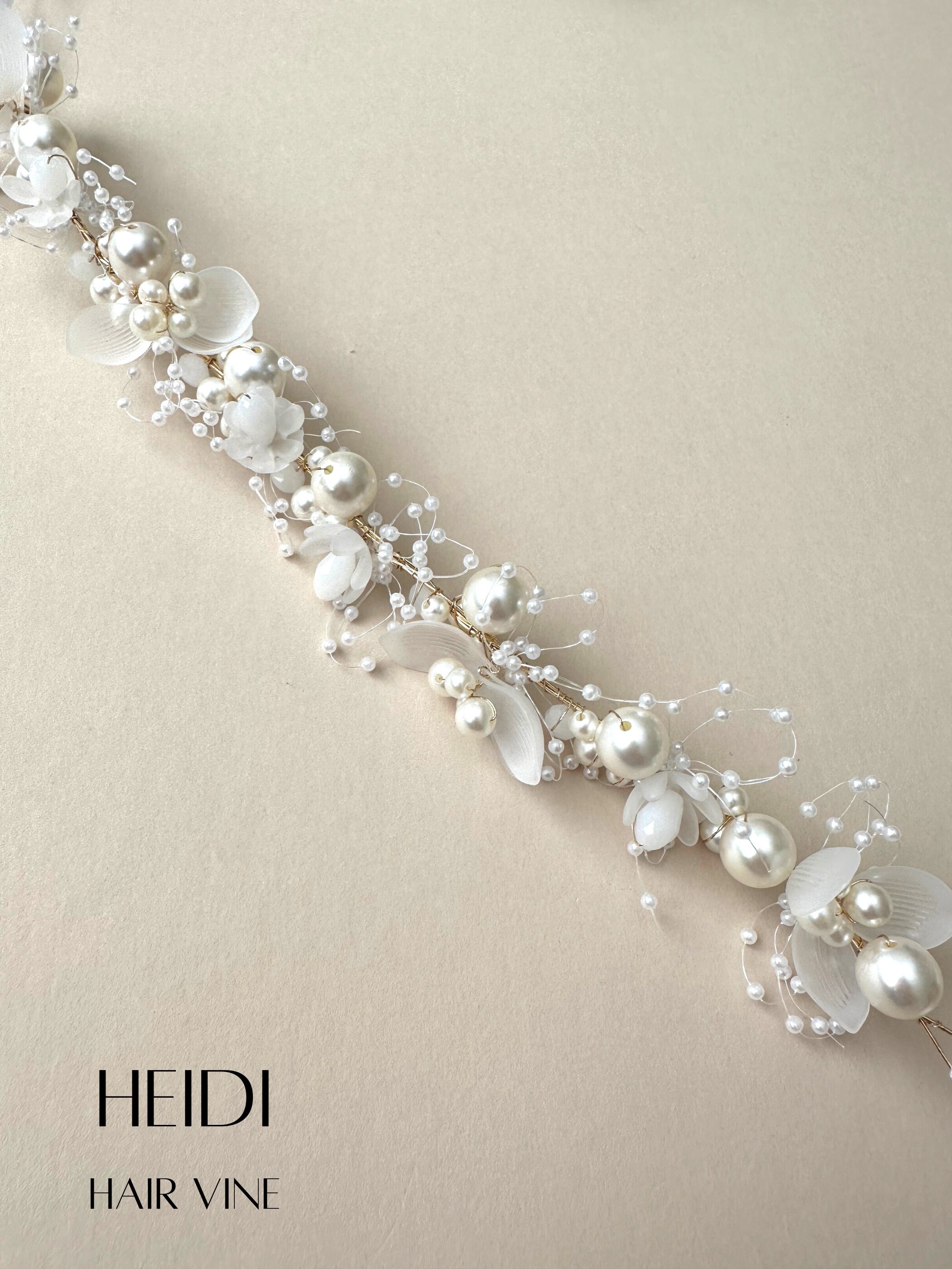 Heidi Hair Vine, Gold Wired and Pearls Hair Vine for Bridal Hair ...