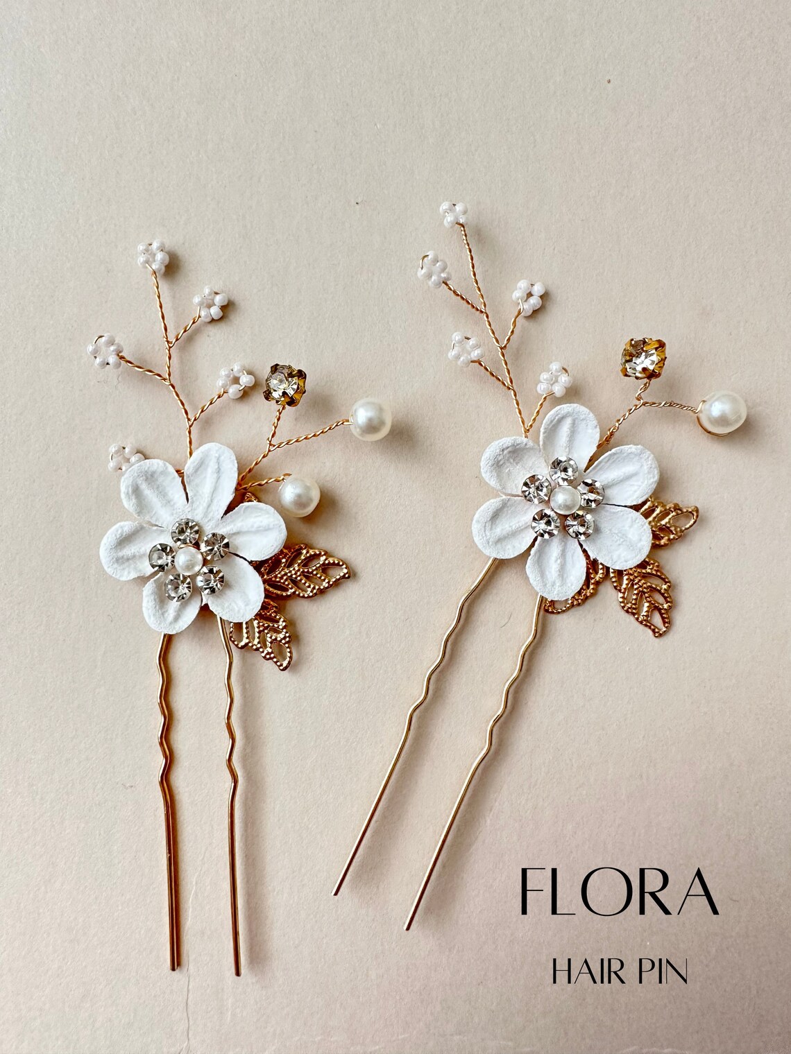 Flora Hair Pin, Pearl Crystal Flower Wedding Hair Pins, Hair Jewelry ...