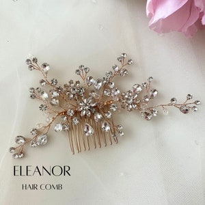 Eleanor Hair Comb, Bridal Rhinestone Crystal Comb, Bridal Comb Crystal ...