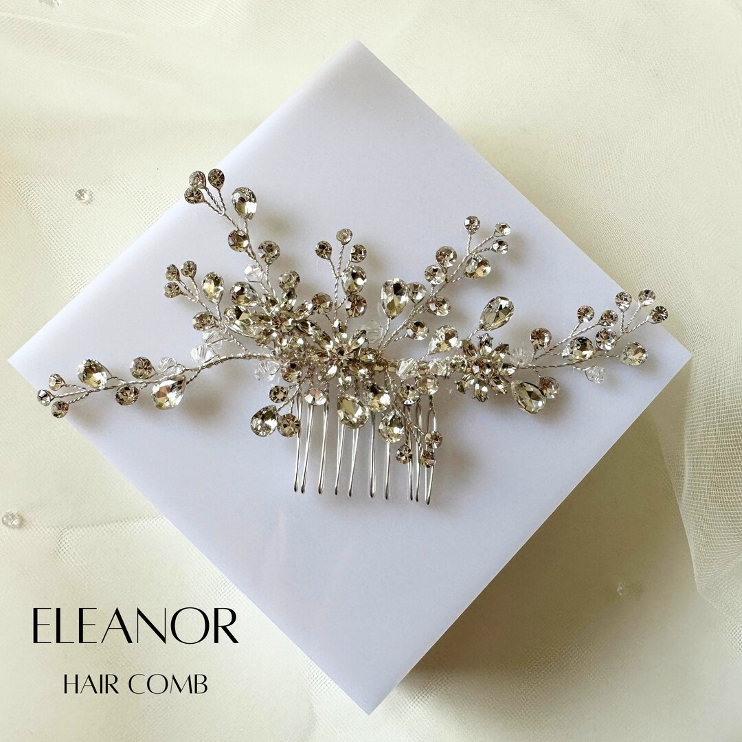 Eleanor Hair Comb, Bridal Rhinestone Crystal Comb, Bridal Comb Crystal ...