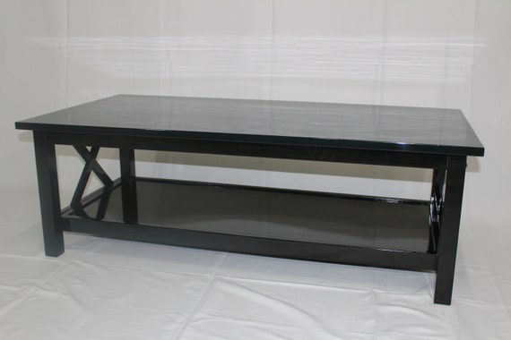 Refinished Coffee Table All Black With Dark Green Top High - Etsy