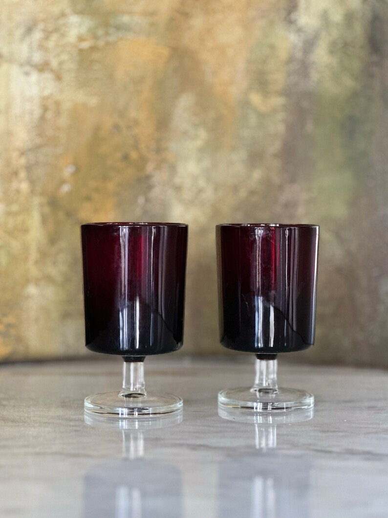 Vintage Ruby Red Luminary Stemmed Wine Glass - Etsy
