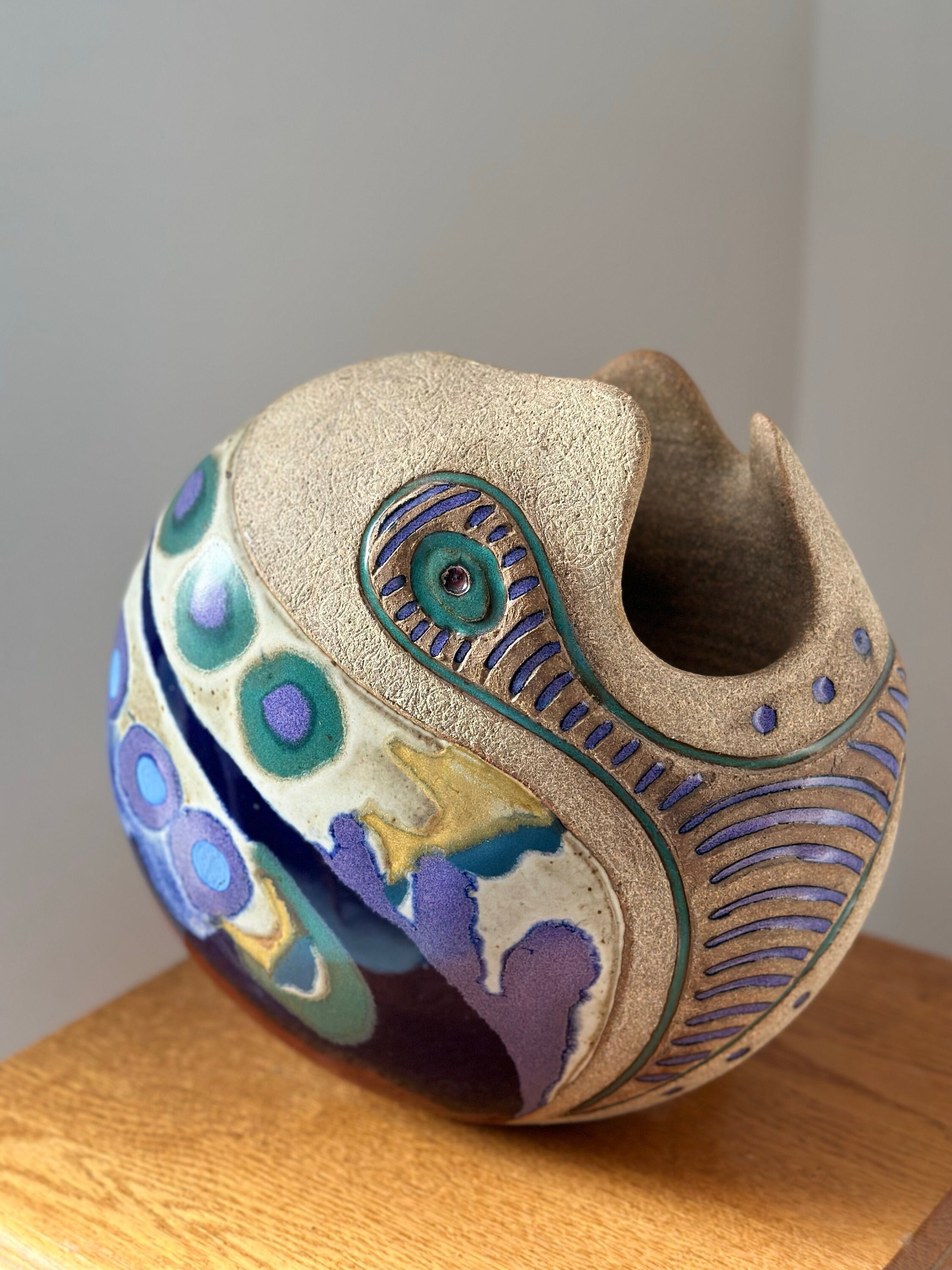 Ken Pick Stoneware Pottery Vase Sculpture - Etsy
