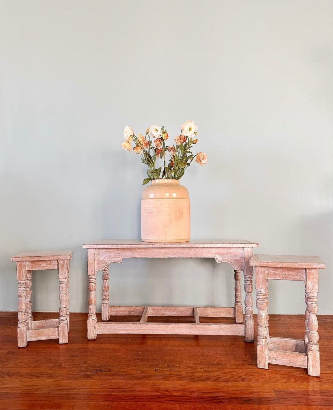Vintage French Country Whitewashed Oak Bench - Etsy