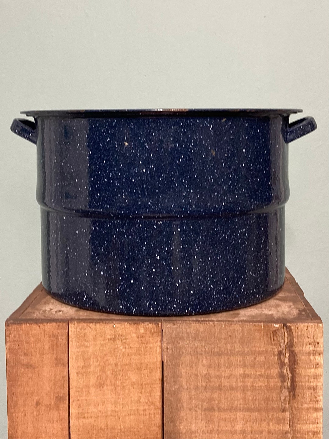 Large Vintage Blue Speckled Graniteware Pot - Etsy