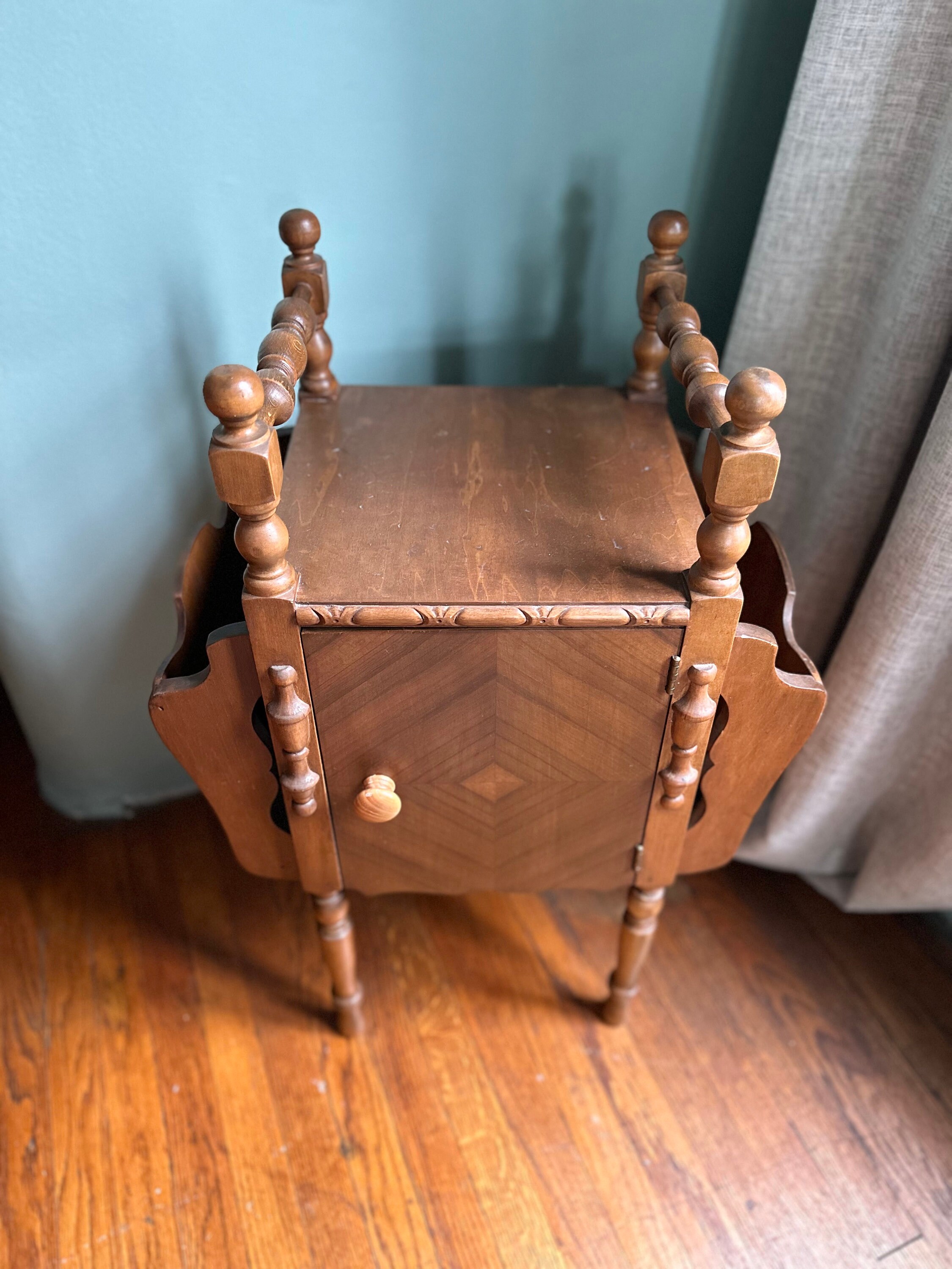 Antique Maple Spindle Leg Magazine Rack Side Table - Etsy