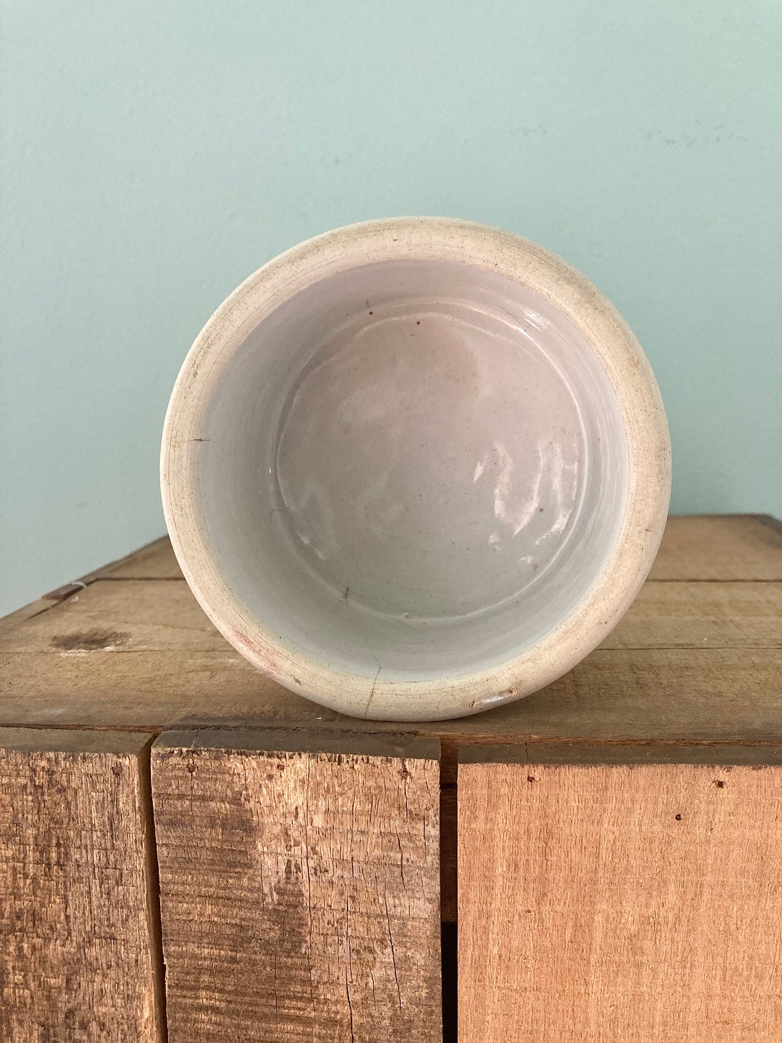 Vintage Cream Stoneware Crock With Lip - Etsy