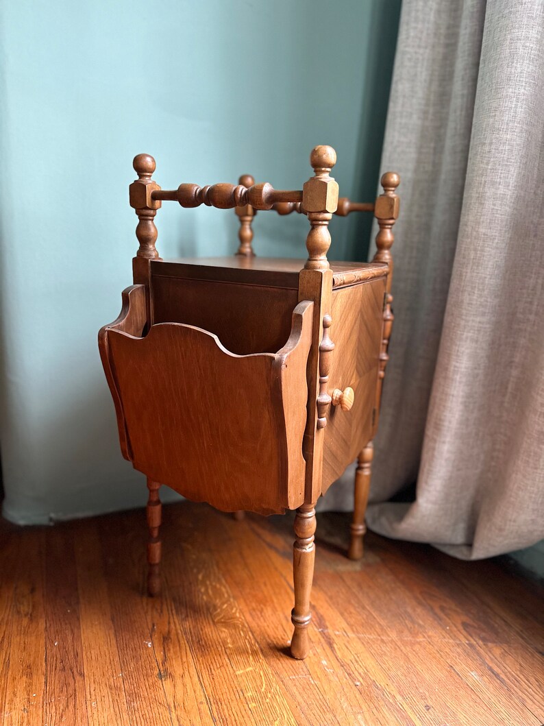 Antique Maple Spindle Leg Magazine Rack Side Table - Etsy