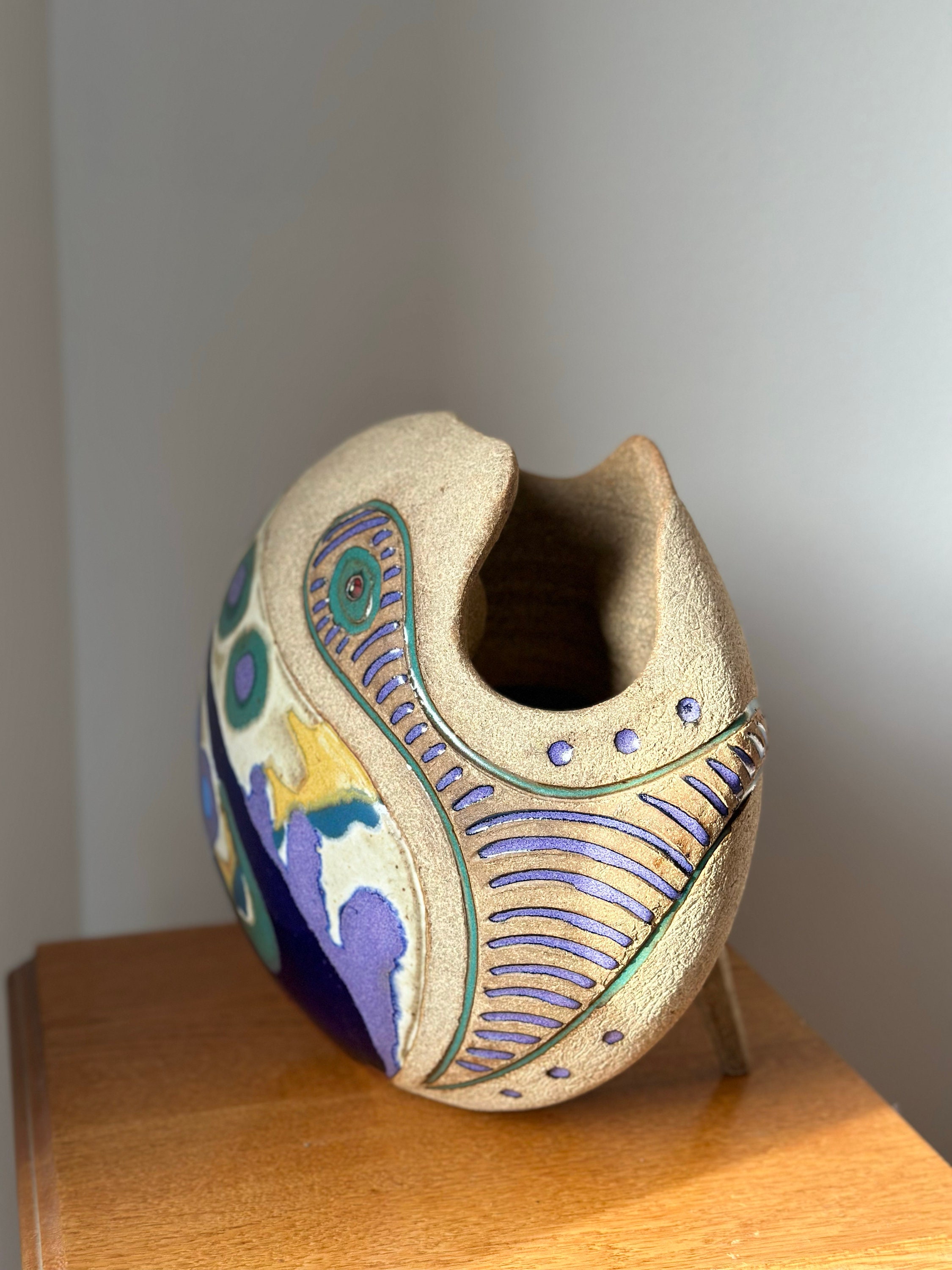 Ken Pick Stoneware Pottery Vase Sculpture - Etsy