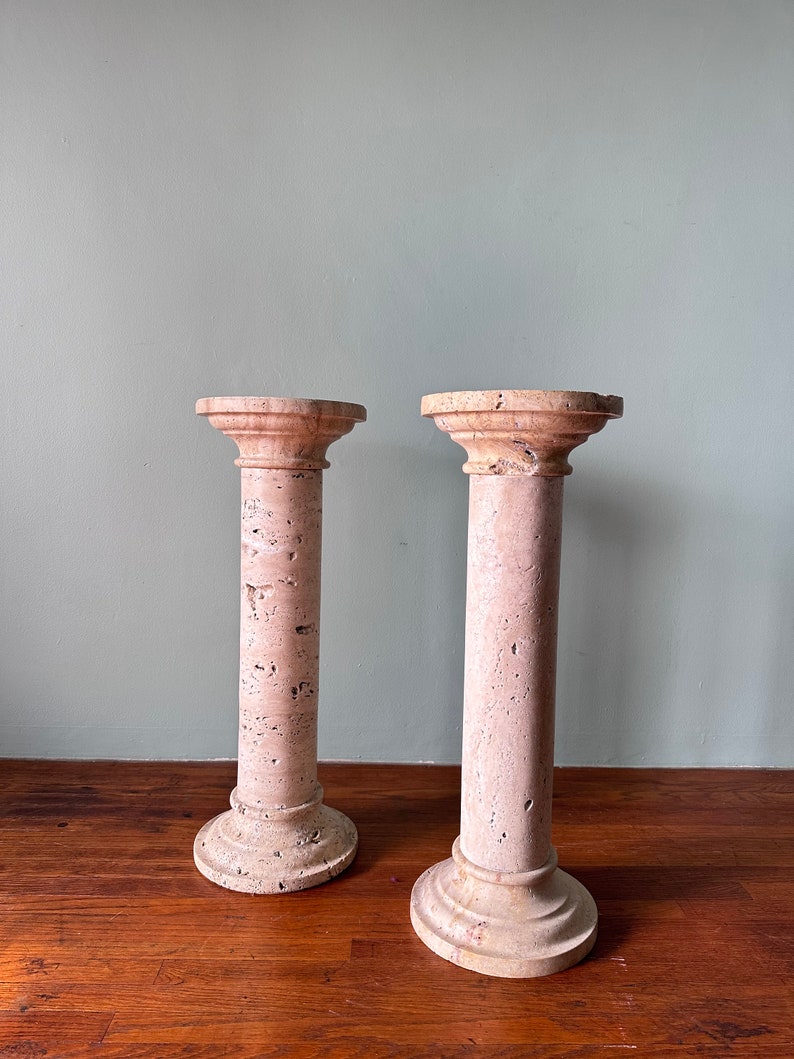 Vintage Travertine Style Plaster Pedestals - Etsy