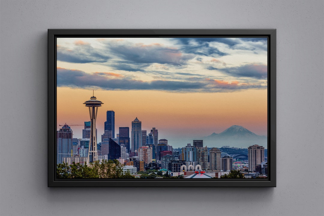Seattle Skyline Canvas Art, Seattle Poster, Framed Seattle Acrylic ...