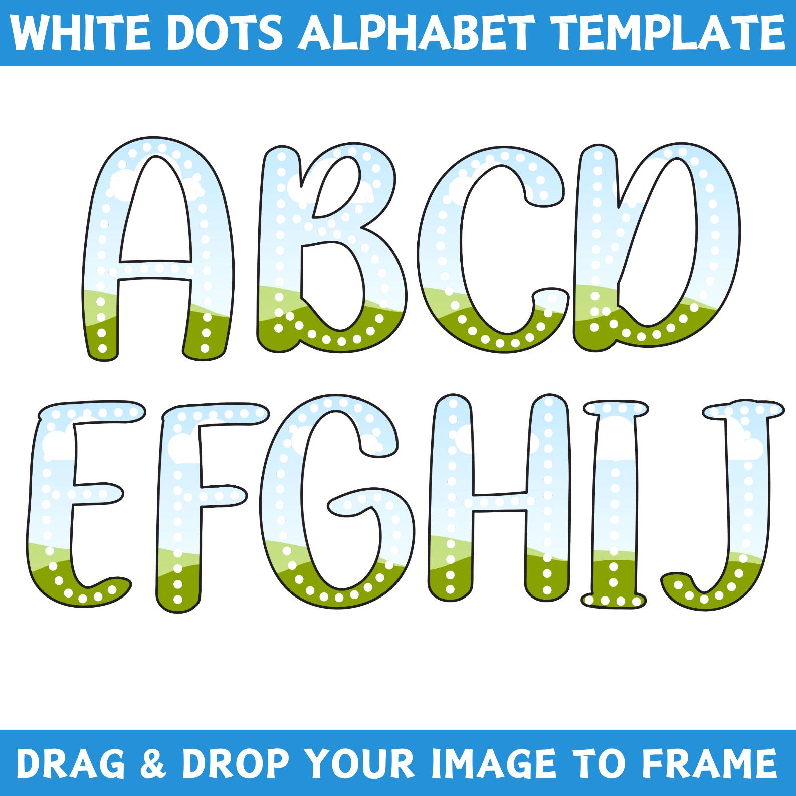Editable Canva Frame Alphabet Letter, White Dot Alphabet Black Stroke ...