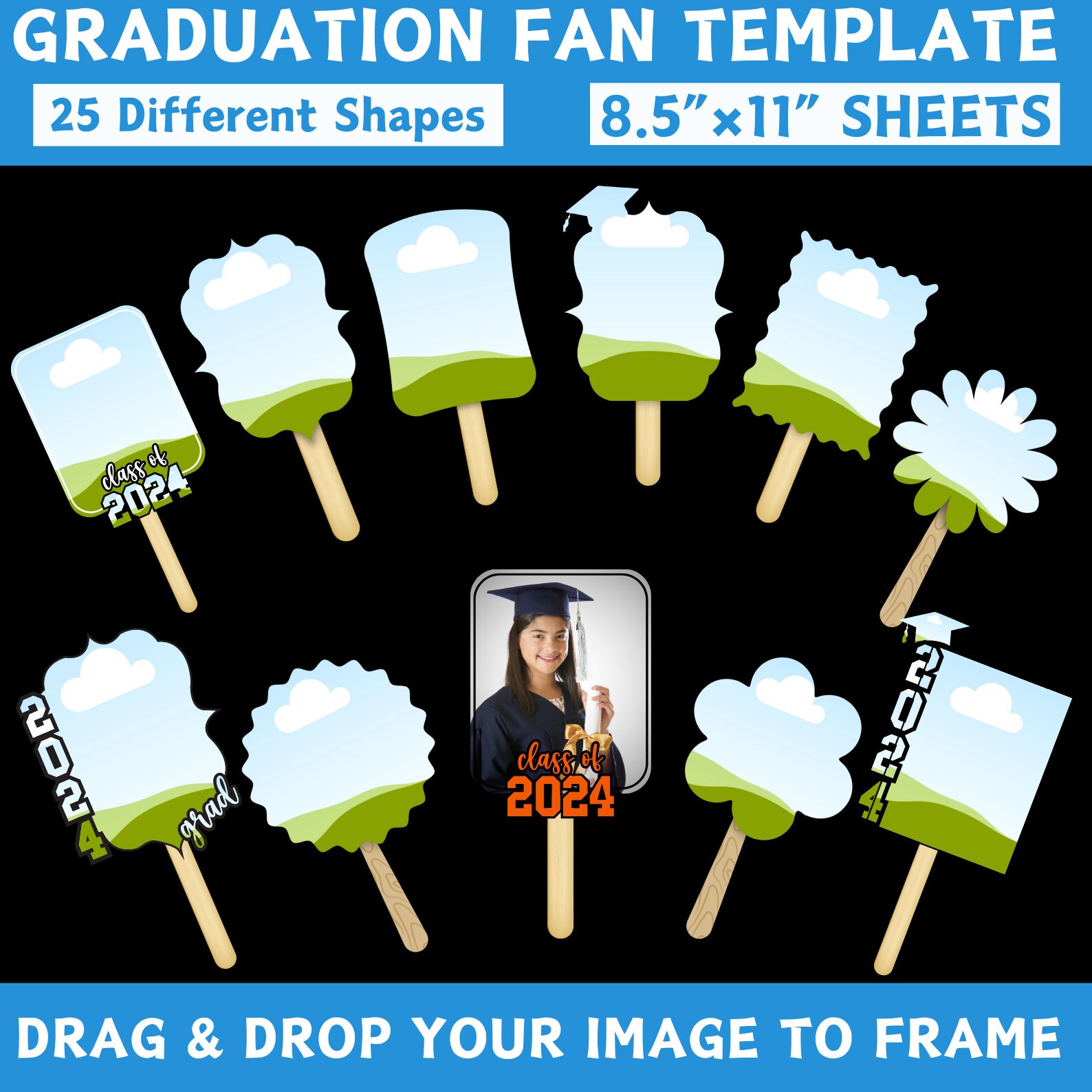Grad Paddle Fan Canva Template Bundle, 2024 Graduate Fan, Canva ...
