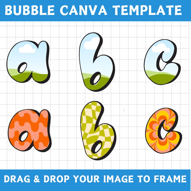Bubble Font Canva Editable Frames, Bubble Canva Alphabet, Bubble Canva ...