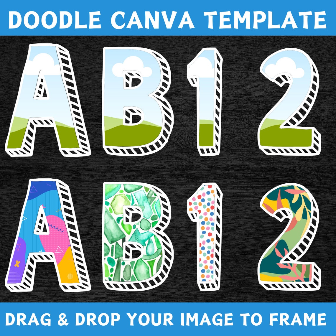 Doddle Font Template, Canva Doodle Font, Customizable Doddle Font for ...