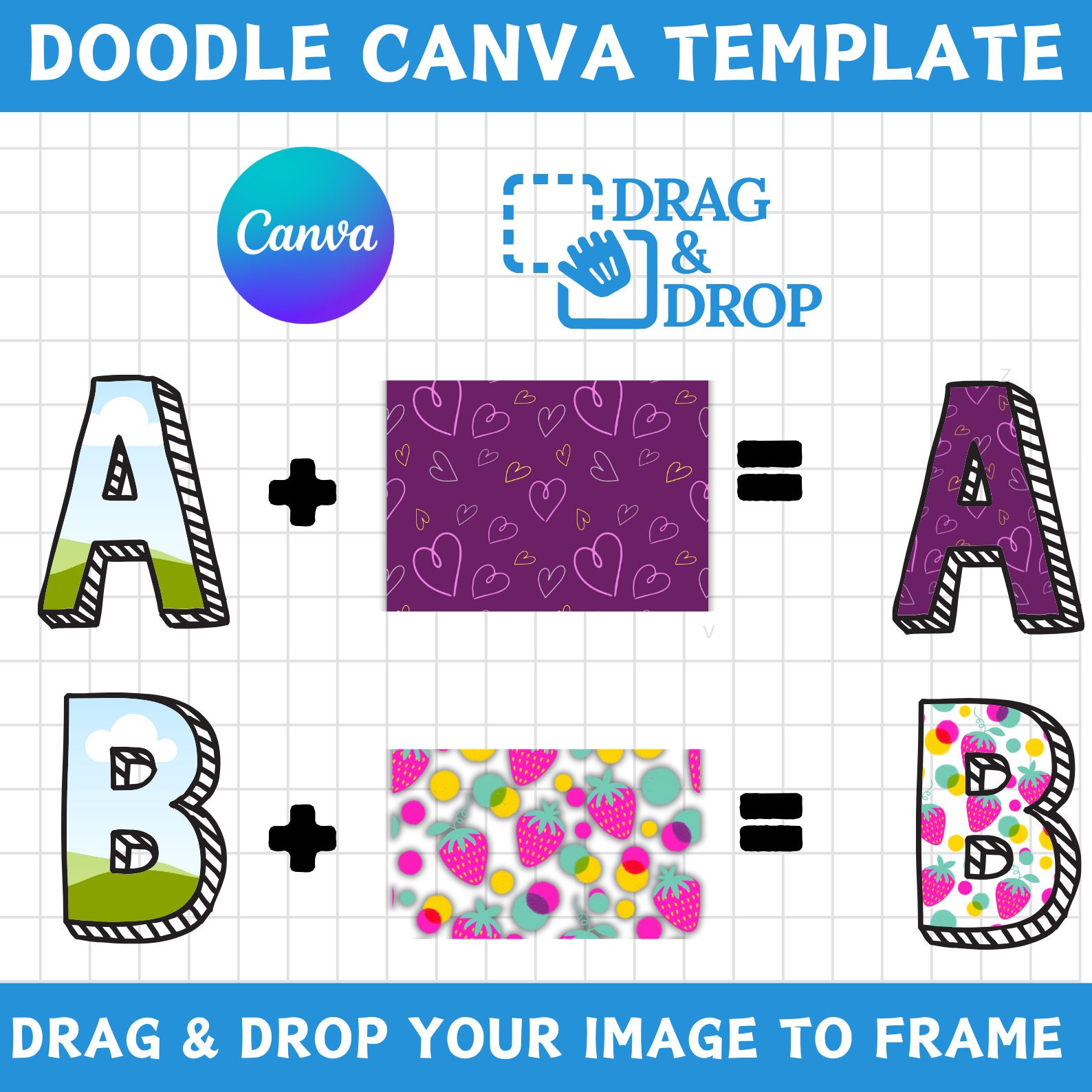 Doddle Font Template, Canva Doodle Font, Customizable Doddle Font for ...