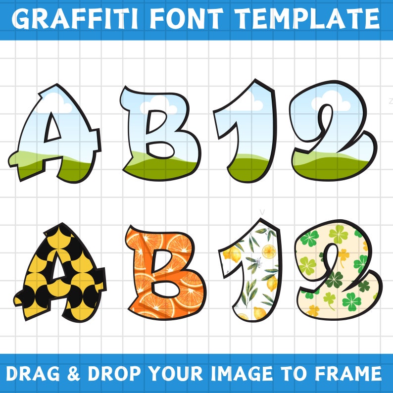 Canva Graffiti Font Template, Graffiti Template, Graffiti Font Blank ...
