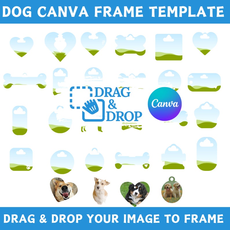 Dog Canva Editable Template, Design Your Own Dog Tag, Dog Bone Canva ...