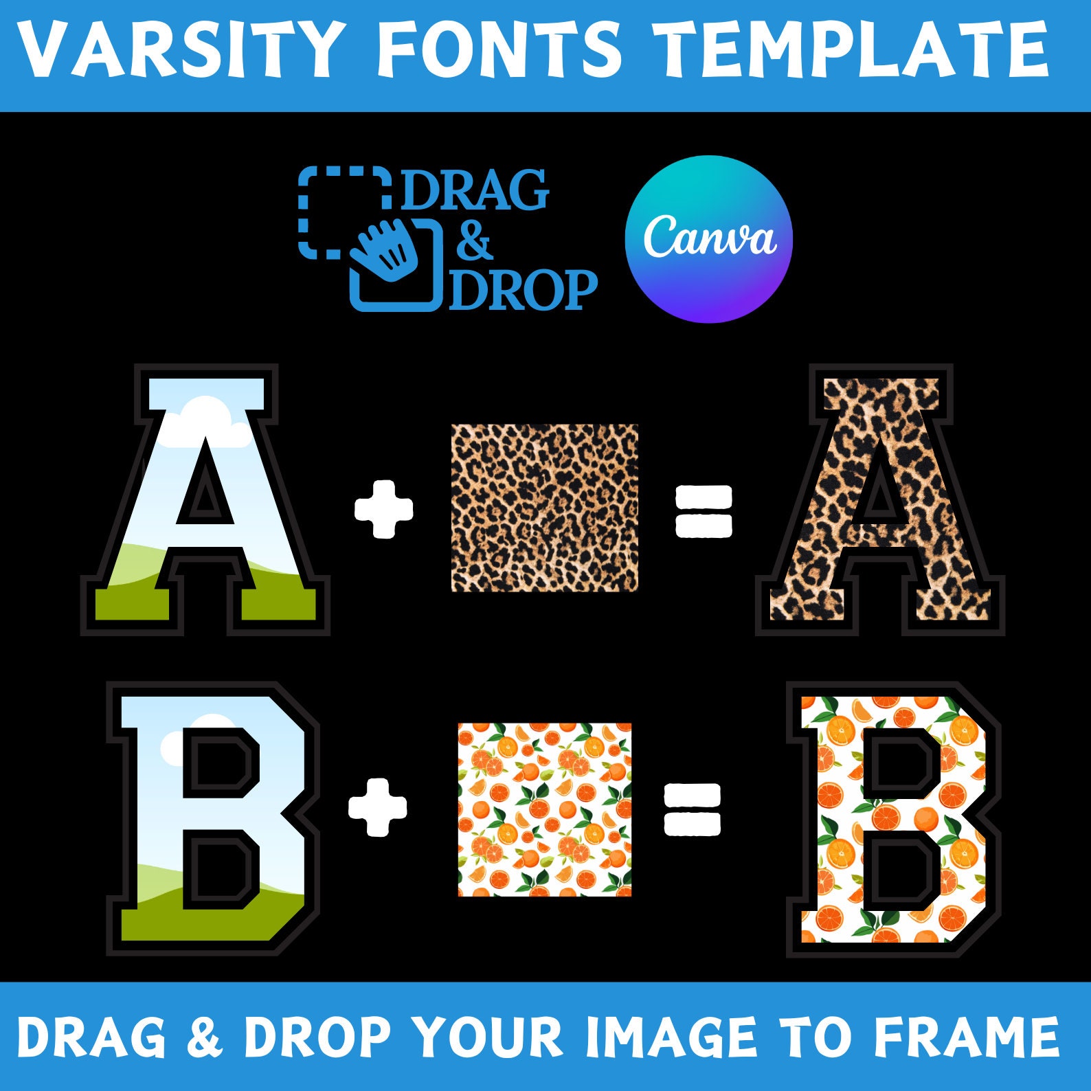 Varsity Font Canva Template, Customizable Varsity Font for Canva, Canva ...