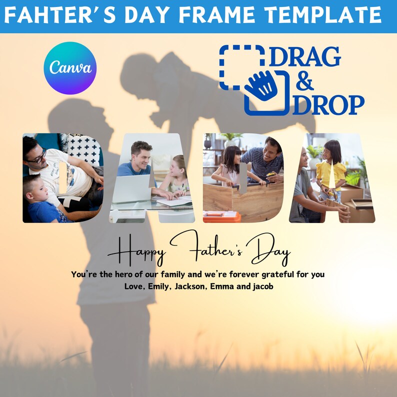 Fathers Day Canva Editable Template, Photo Frame Canva Designs, Daddy ...