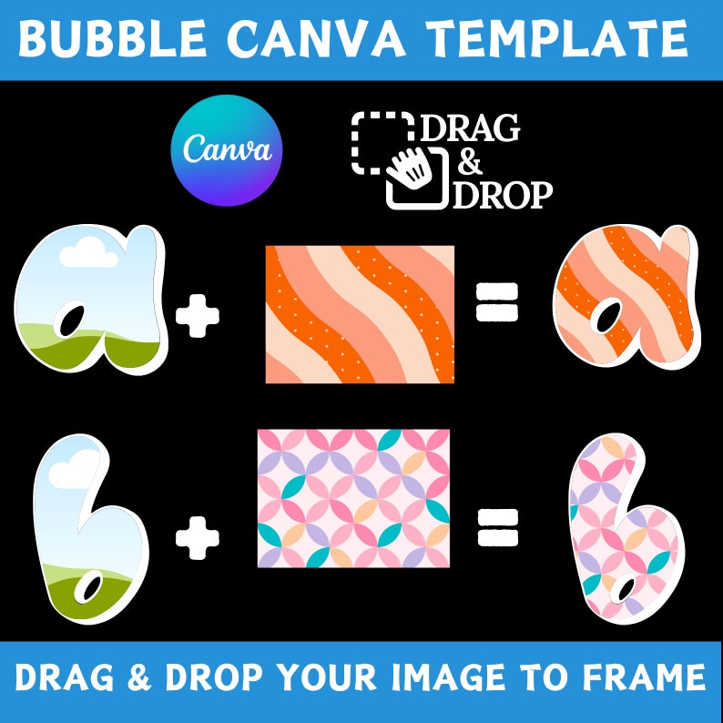 Bubble Font Canva Editable Frames, Bubble Canva Alphabet, Sublimation ...