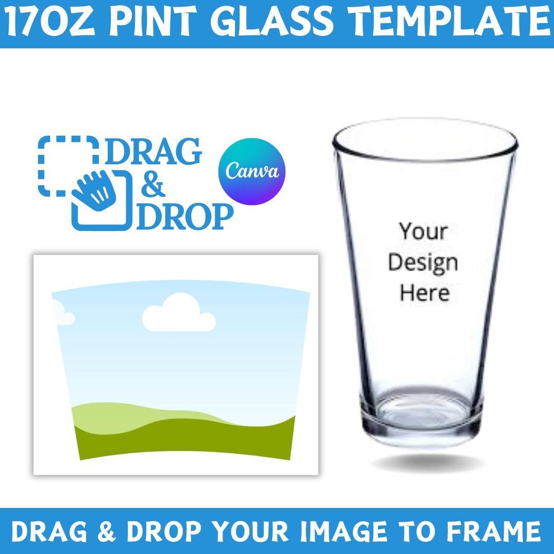 17oz Pint Glass Canva Template, Canva Editable Template, Pint Glass ...