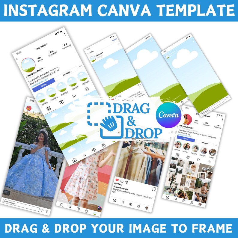 Instagram Profile Mock-up Editable Canva Template, Social Media ...
