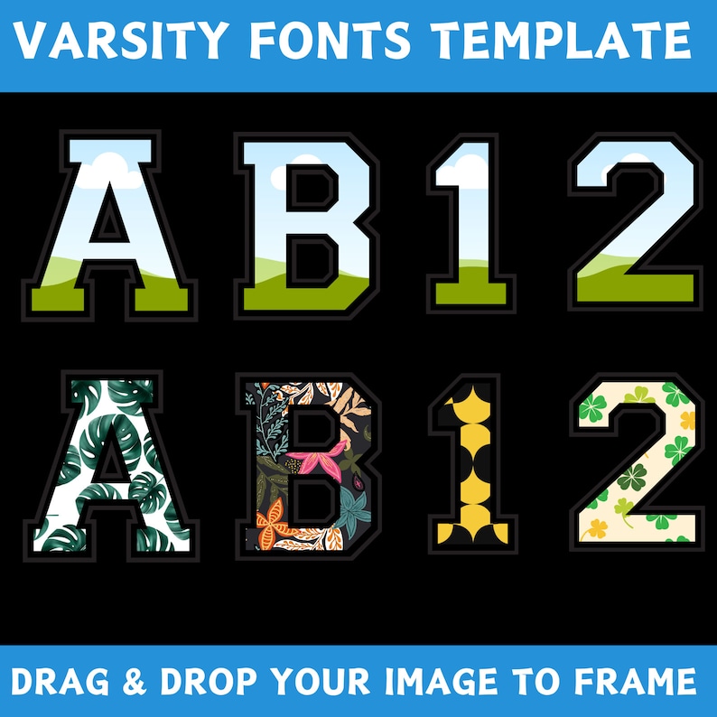 Varsity Font Canva Template, Customizable Varsity Font for Canva, Canva ...