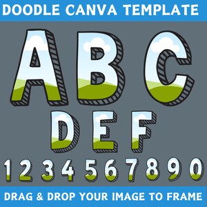 Doddle Font Template, Canva Doodle Font, Customizable Doddle Font for ...