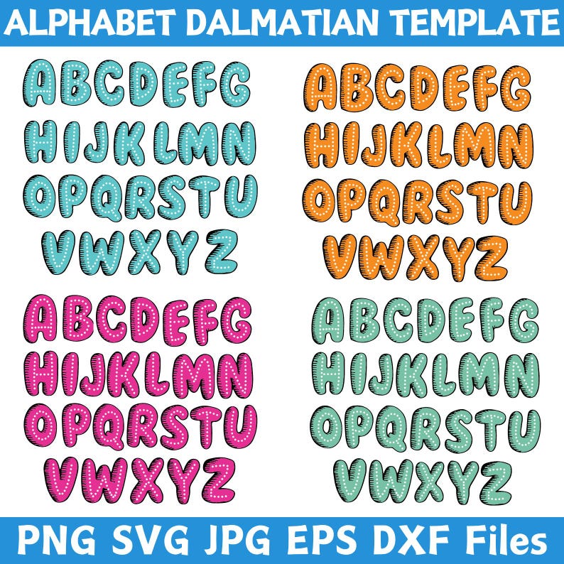Alpha Doodle Dots Letters Svg Png Bundle, 6 Alpha Sets, 18 Dalmatian ...