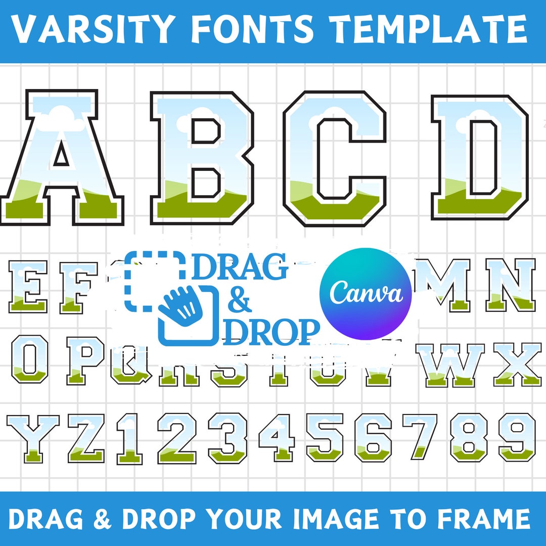 Varsity Font Canva Template, Customizable Varsity Font for Canva, Canva ...