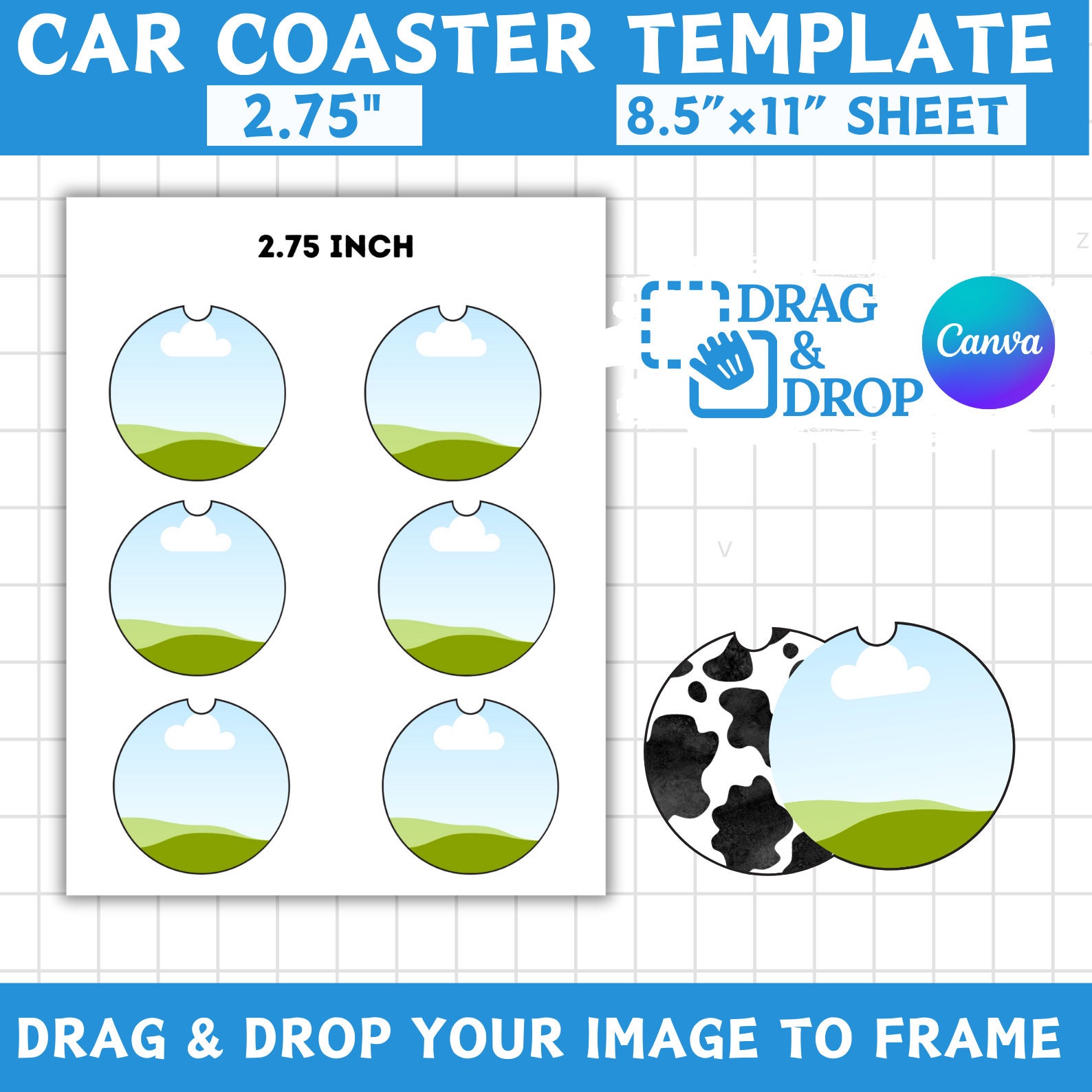 2.75 Car Coaster Template Svg, Car Cup Coaster Template, Car Coaster ...
