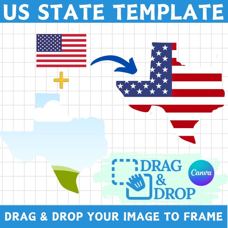 50 USA States Custom Canva Editable Frames, Individual State Design ...
