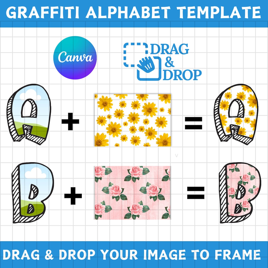 Graffiti Alphabet Font Canva Template,editable Template, Fill Your Own ...