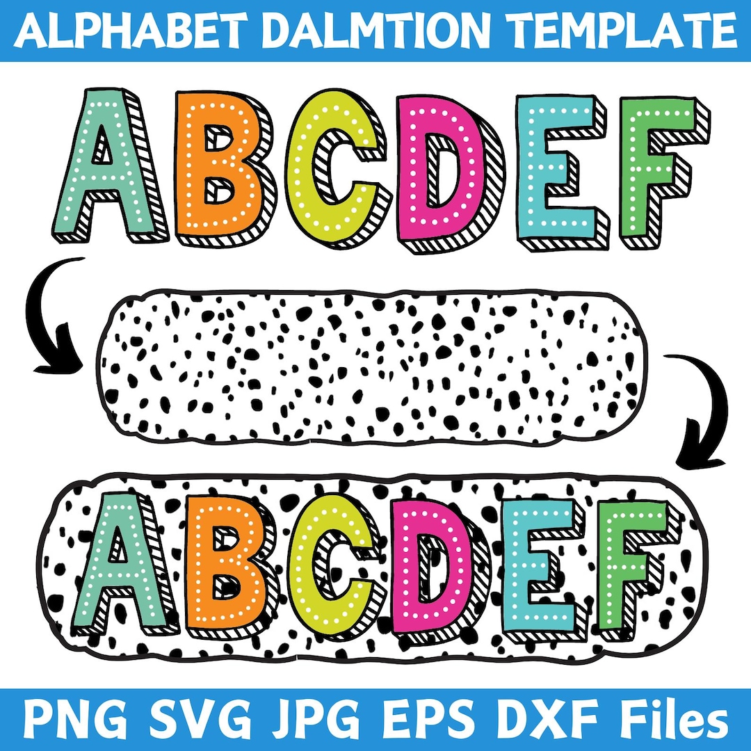 Alpha Doodle Dots Letters Svg Png Bundle, 6 Alpha Sets, 18 Dalmatian ...